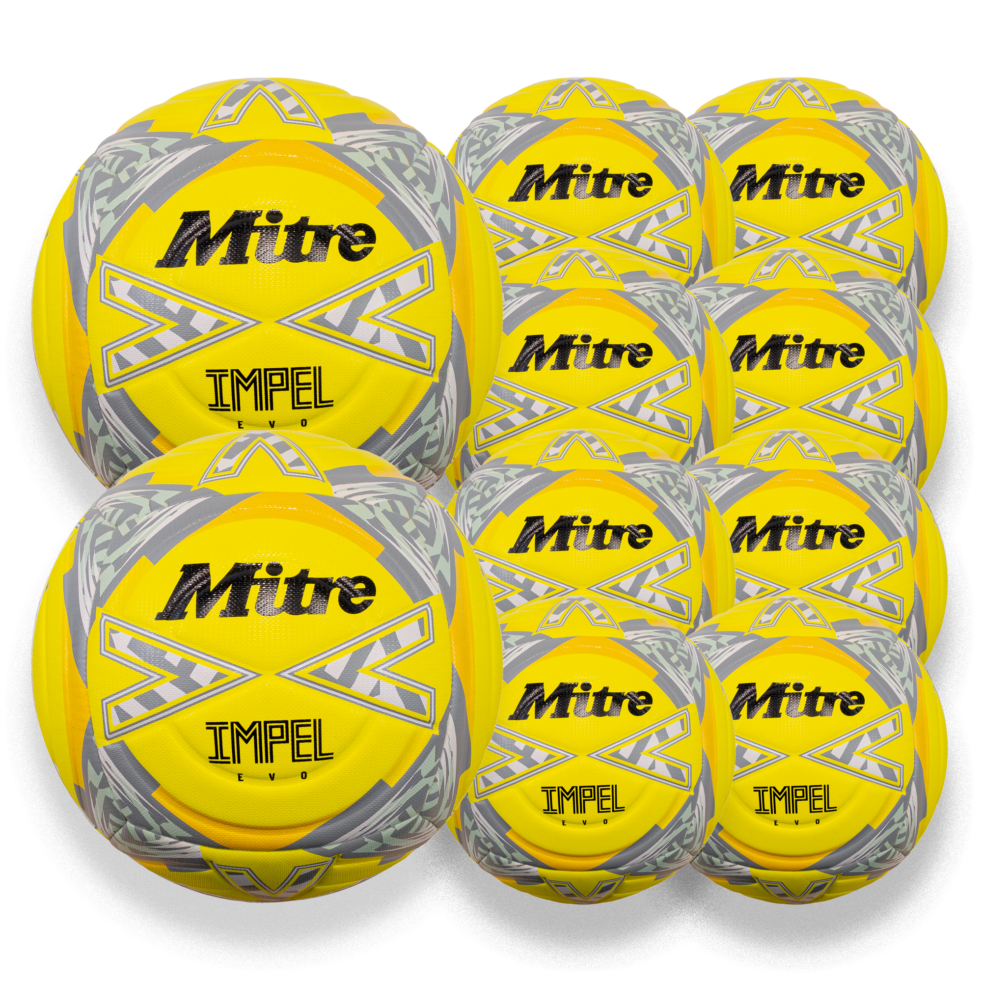 Mitre Impel Evo 24 Yellow football - 10 ball pack – Mitre Sports Australia